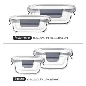 S SALIENT 24 Pieces Glass Food Storage Containers with Lids,Glass Meal Prep Containers Set with Locking Lids,Airtight Glass Lunch Container for Kitchen,BPA Free(12 Lids & 12 Containers)