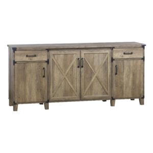 saint birch oxford 4-door engineered wood credenza file cabinet in rustic oak