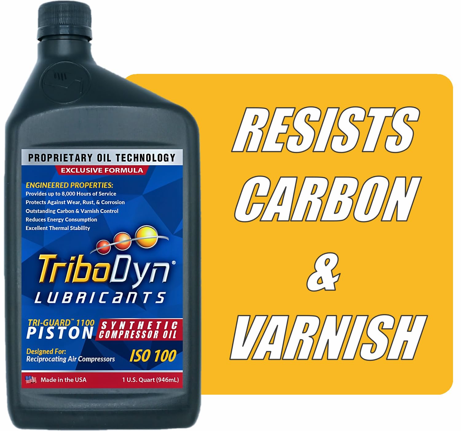 TriboDyn Tri-Guard 1100 ISO 100 Piston Synthetic Air Compressor Oil (1 Quart)