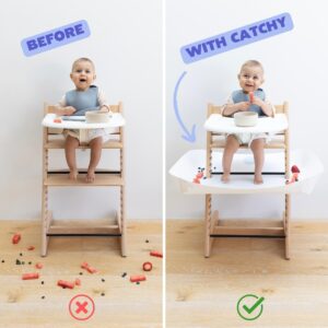 CATCHY - Food Catcher - Compatible with Stokke Tripp Trapp High Chair - Highchair Sold Separately - Baby & Toddler Food & Mess Catcher - Under High Chair Accessory - Baby Feeding Essentials