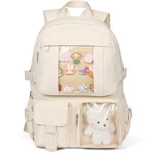 cotmcor kawaii backpack for girls, cute aesthetic backpack for school, kawaii bookbag with pins accessories and pendant