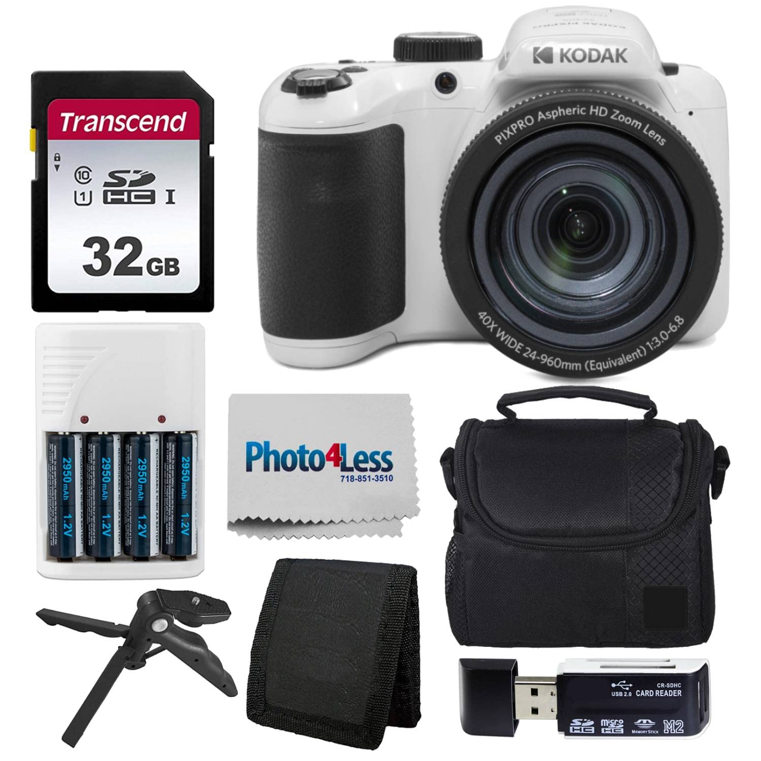 Kodak PIXPRO AZ405 Digital Camera (White) + Accessories