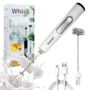 rechargeable milk frother handheld with 2 attachments - handheld silver electric whisk drink foam mixer, mini stirrer with 3 adjustable speeds for coffee, lattes, shakes, and eggs