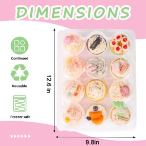 Moretoes Cupcake Containers(12 Pack x 15 Sets), 12.5 x 10 x 3.75 Cupcake Boxes, 15 Pack Cupcake Carrier Holders Plastic Cupcake Boxes with Detachable Lid for 180 Cupcakes