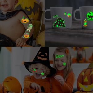 CHARLENT Luminous Halloween Temporary Tattoos for Kids Party Supplies - 120 Styles Glow in The Dark Halloween Pumpkin Skeletons Tattoos for Boys Girls Halloween Party Favors Treats Goodie Bag Fillers