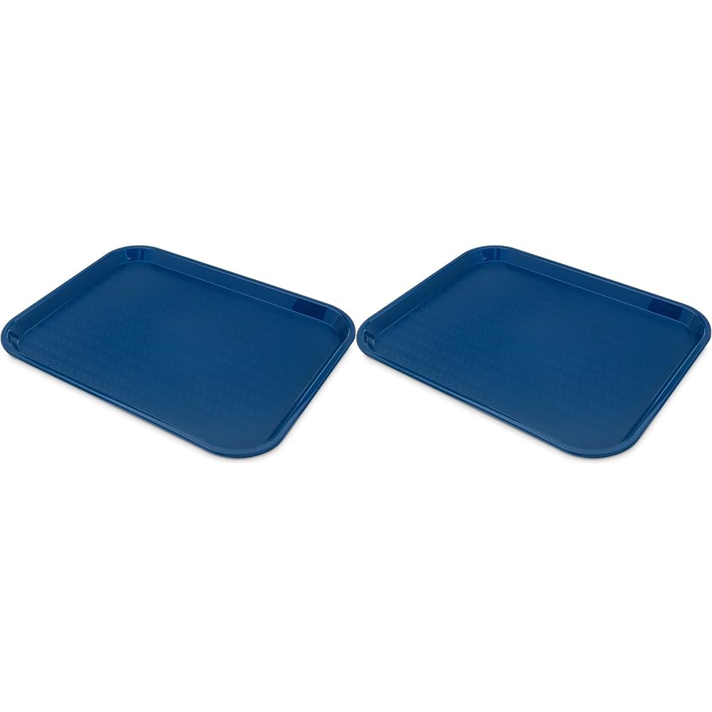 Carlisle FoodService Products Cafe Plastic Fast Food Tray, 14" x 18", Blue (Pack of 2)