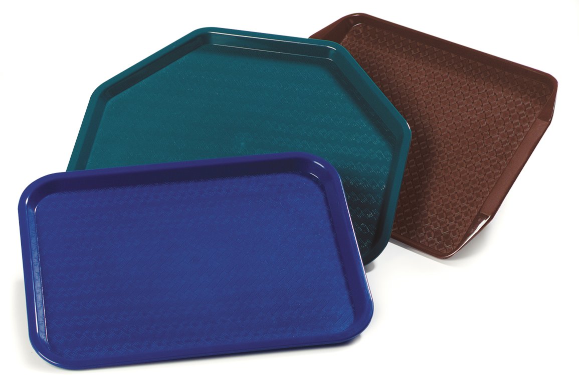 Carlisle FoodService Products Cafe Plastic Fast Food Tray, 14" x 18", Blue (Pack of 2)