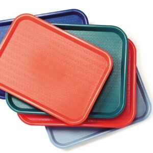 Carlisle FoodService Products Cafe Plastic Fast Food Tray, 14" x 18", Blue (Pack of 2)