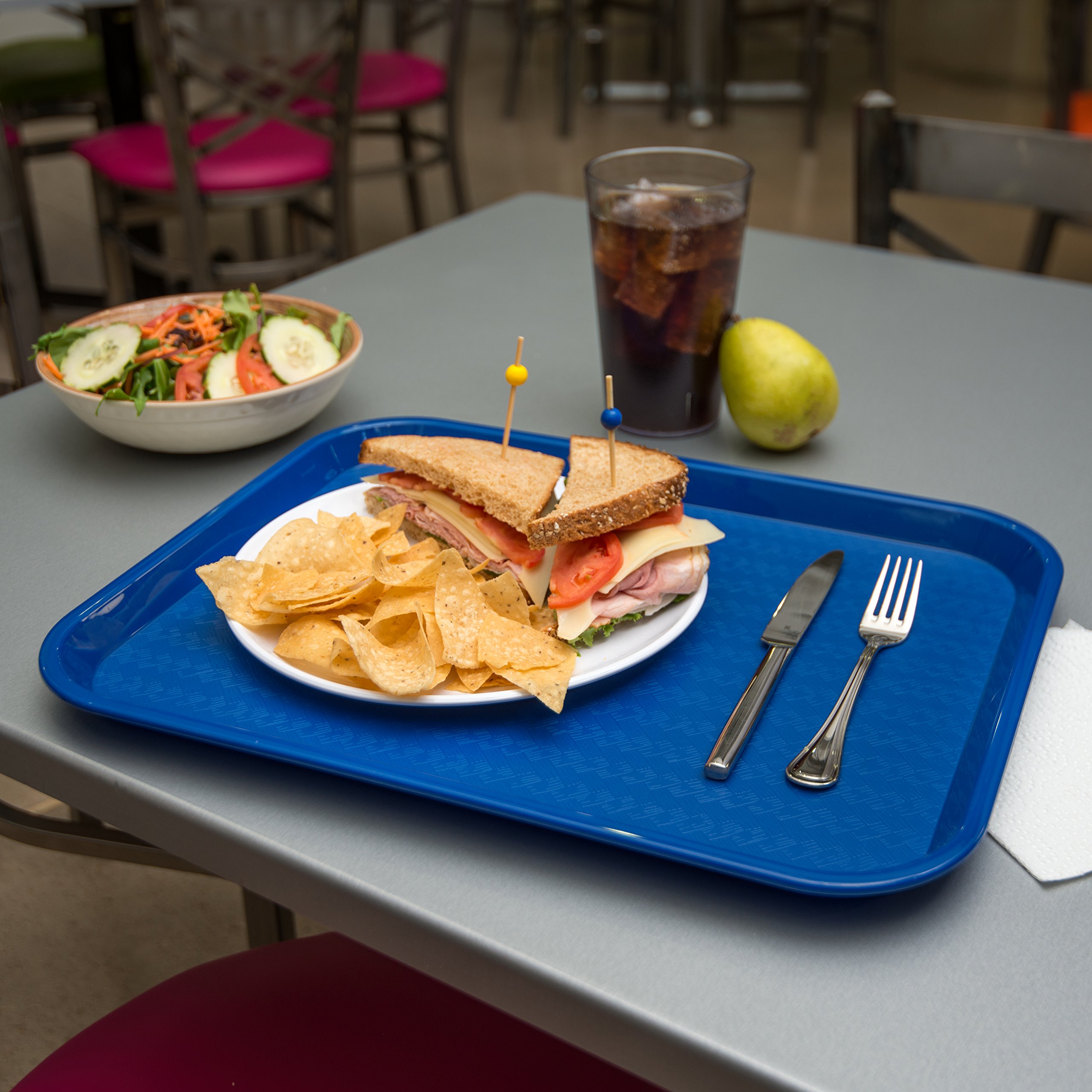 Carlisle FoodService Products Cafe Plastic Fast Food Tray, 14" x 18", Blue (Pack of 2)