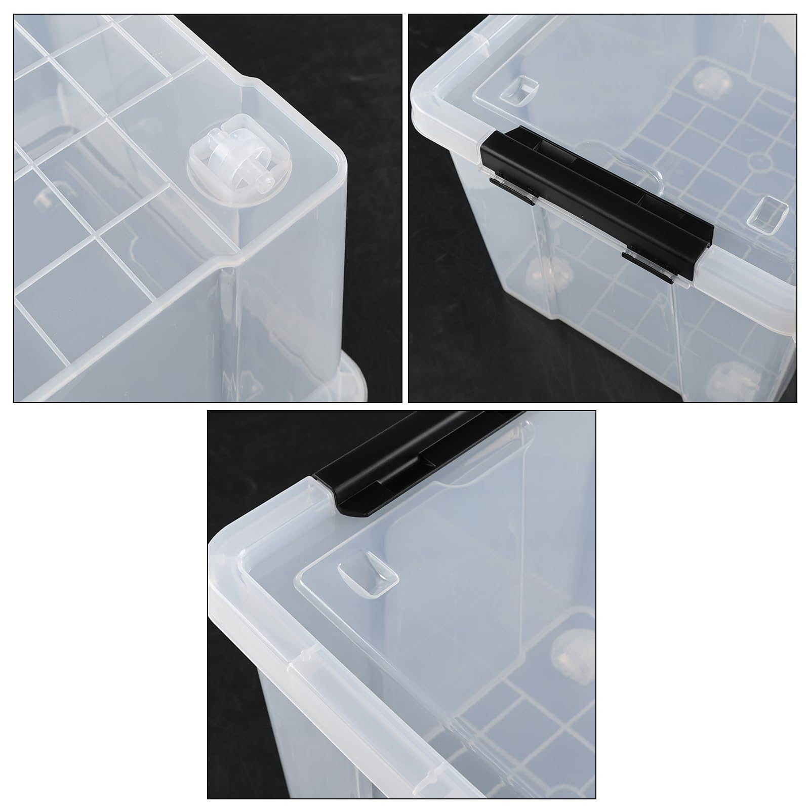 Taysisiter 40 Quart Clear Plastic Latching Bin, Plastic Latch Storage Box with Wheels, 4 Pack