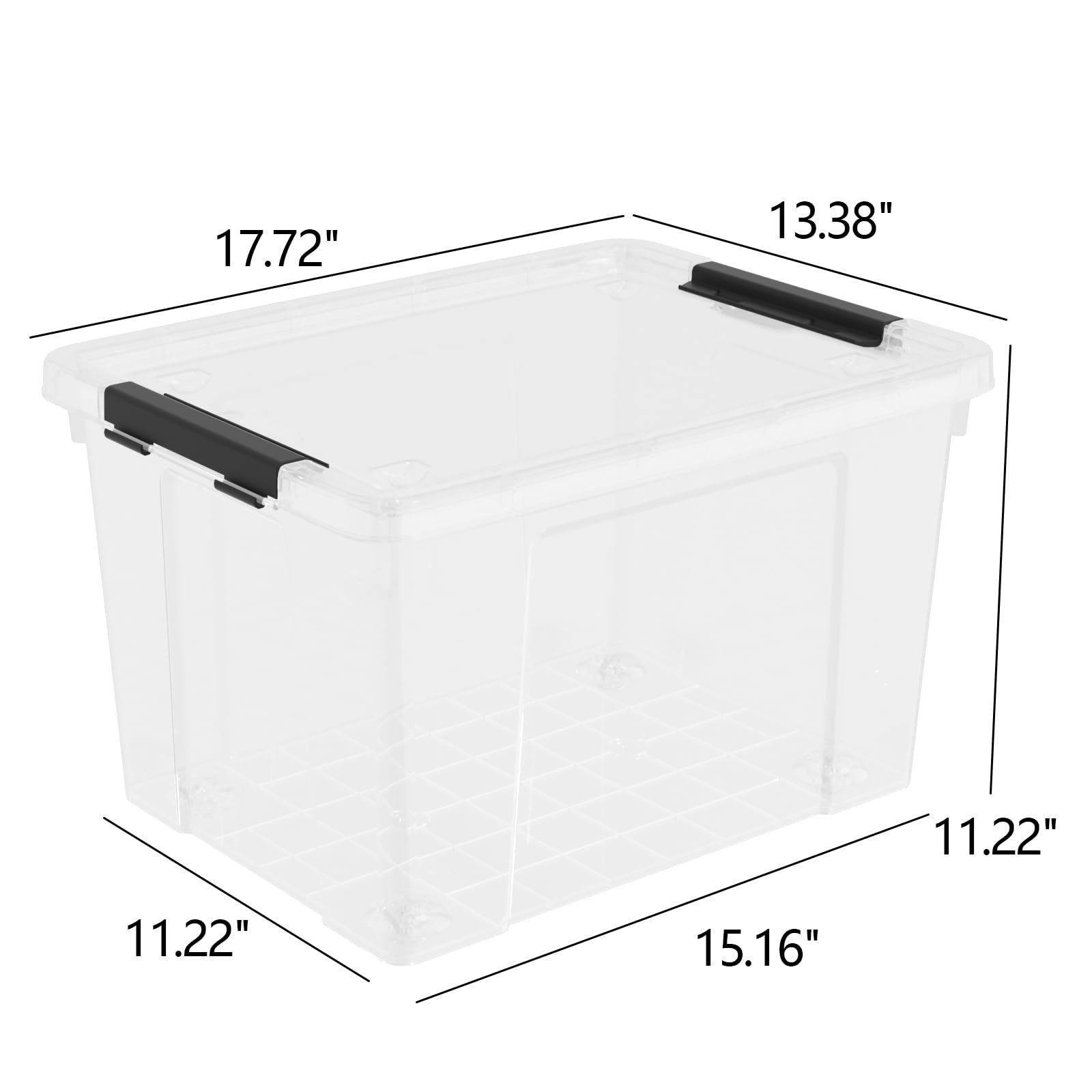 Taysisiter 40 Quart Clear Plastic Latching Bin, Plastic Latch Storage Box with Wheels, 4 Pack