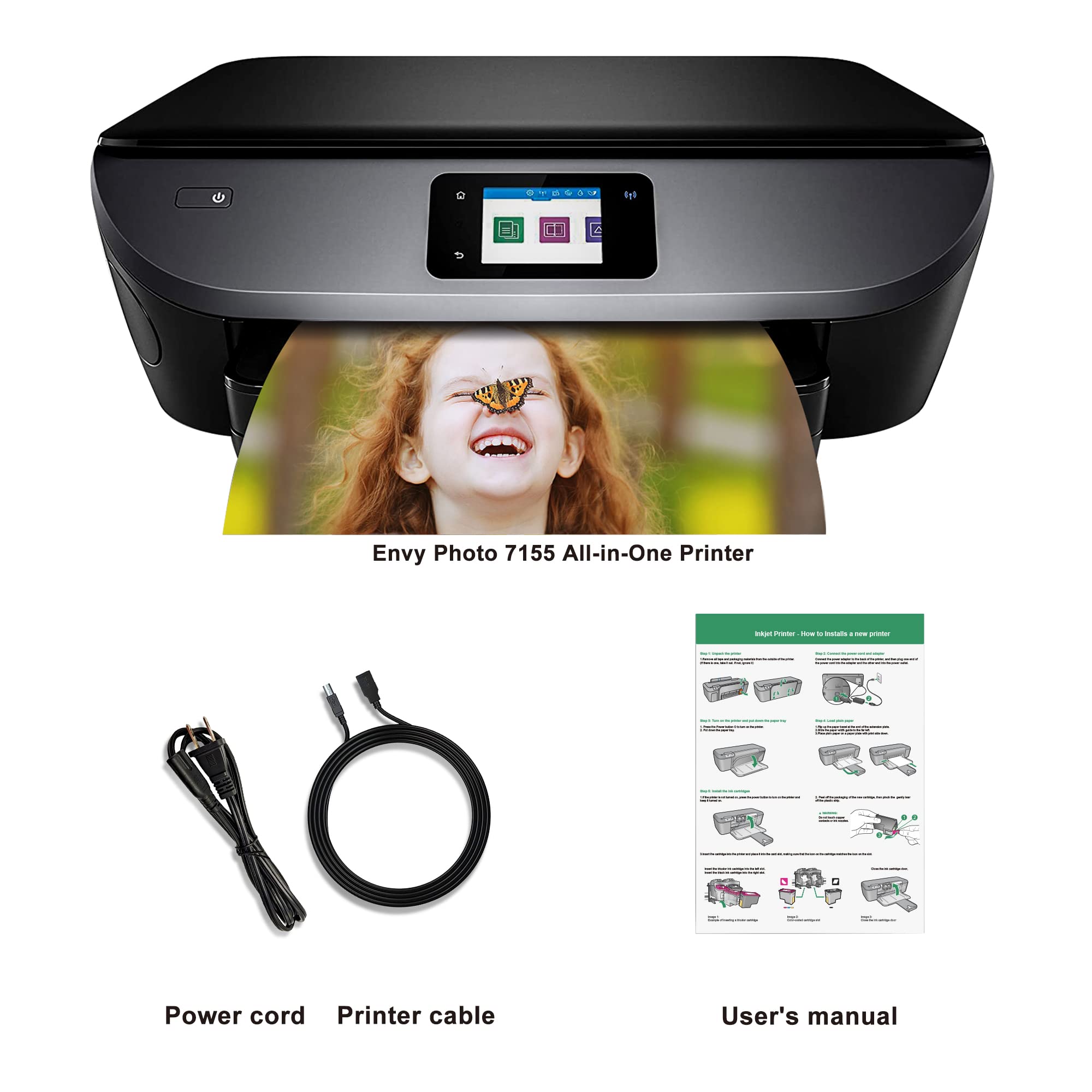 for HP Envy Photo 7155 All-in-One Printer, Used-Like New Printer (Cartridge not Included)