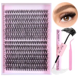 volume lash clusters diy lash extension kit 300pcs individual lashes kit d curl eyelashes clusters with bond and seal 30d 40d 9mm-16mm for self application ，by zovimi (30d+40d lash extension kit)