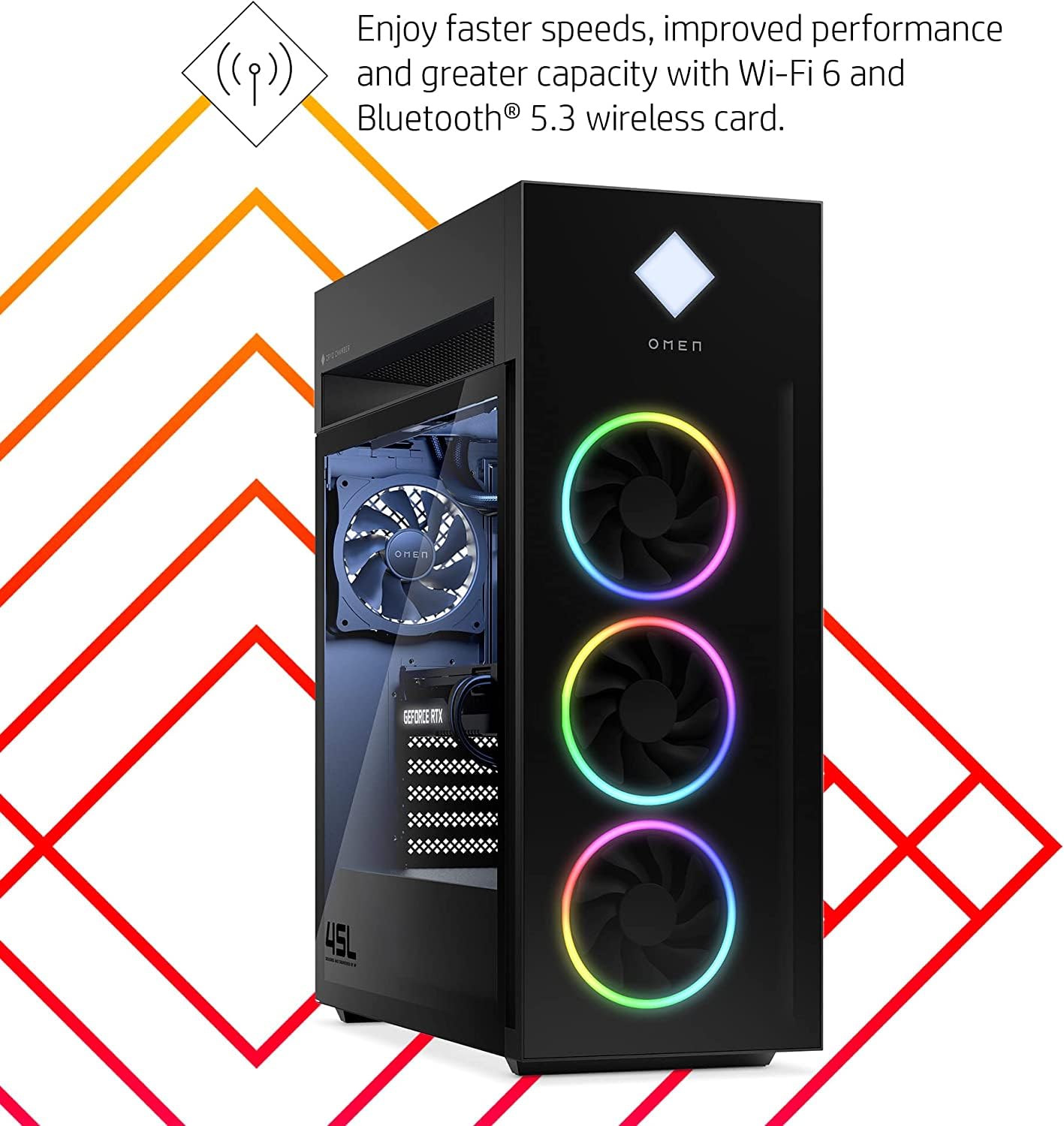 HP OMEN 45L GT22 Gaming Desktop Tower - 13th Gen Intel Core i9-13900K 24-Core up to 5.80 GHz CPU, 64GB DDR5 RAM, 4TB NVMe SSD, GeForce RTX 4070 Ti 12GB GDDR6X, Windows 11 Pro, Jet Black