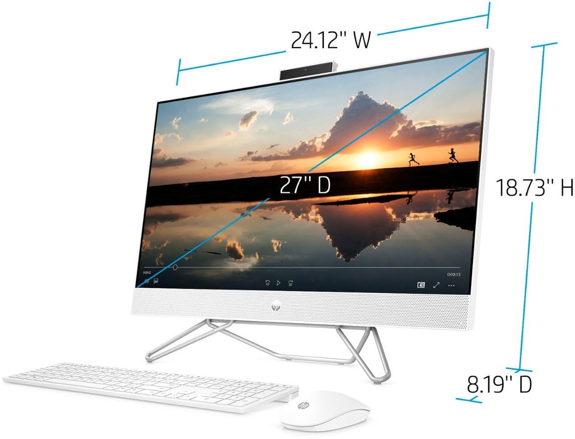 HP 27" FHD Touchscreen All-in-One Business Desktop Computer PC[Windows 11 Pro], 8-Core AMD Ryzen 7 5700U(up to 4.3 GHz), 32GB RAM, 2TB PCIe SSD, Wi-Fi, BT, IR Camera, Wireless KB & Mouse, w/Battery