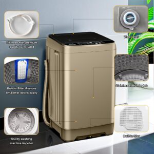 OOTDAY Washing Machine, 2.3 cu.ft Portable Washing Machine, Full Automatic Portable Washer, 10 Wash Programs, Laundry Washer with Drain Pump, for Apartments, Dorm, RV Camping, Bathroom (Gold)