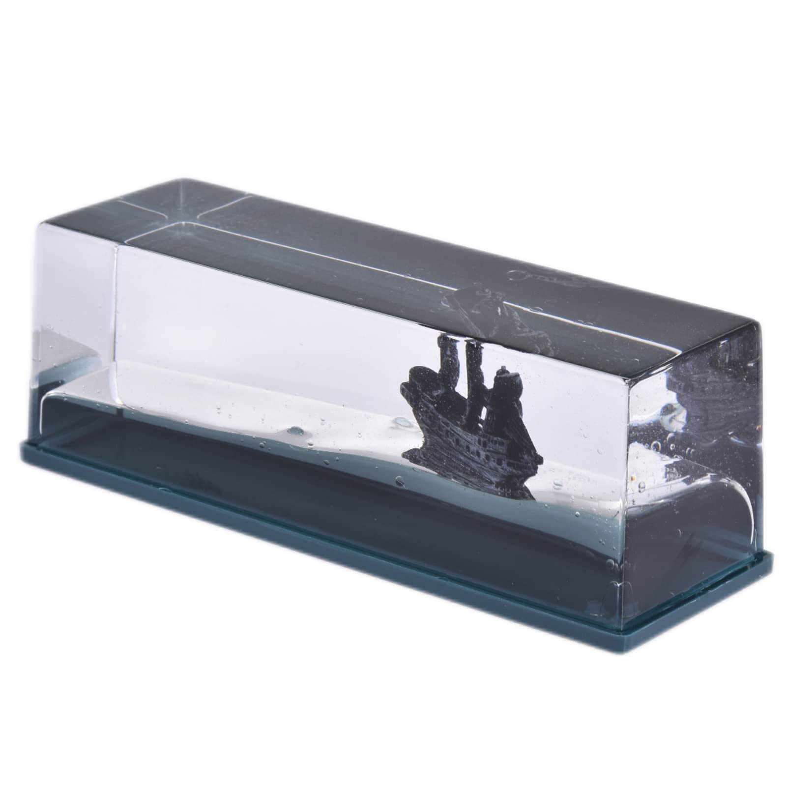 Littryee Cruise Ship Fluid Drift Bottle, 1/2PCS Unsinkable Acrylic Boat in Box, Titanic Cruise Ship Model Toys, Floating Black Pearl Boat Ornament, for Desktop, Car, Home Decor & Gifts