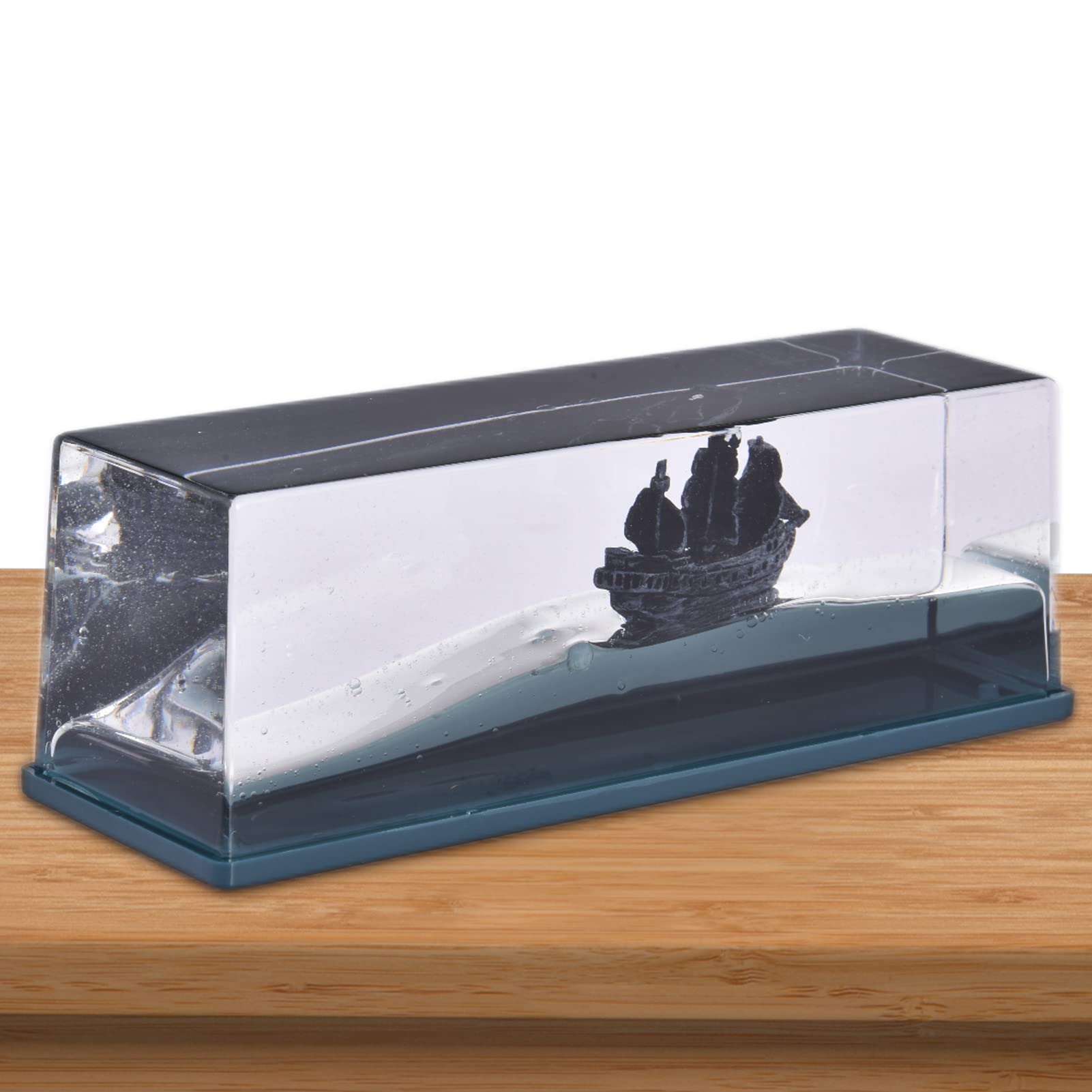 Littryee Cruise Ship Fluid Drift Bottle, 1/2PCS Unsinkable Acrylic Boat in Box, Titanic Cruise Ship Model Toys, Floating Black Pearl Boat Ornament, for Desktop, Car, Home Decor & Gifts