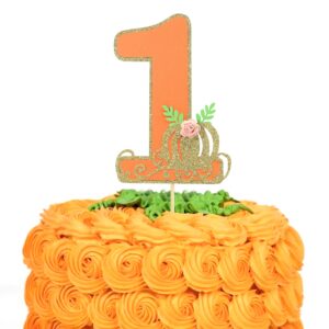 little pumpkin one cake topper - girl first birthday cake topper, pumpkin 1st birthday party decorations, fall birthday cake topper, smash cake topper (pumpkin one cake topper orange)