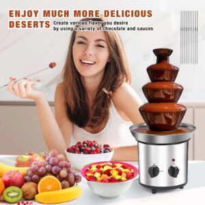 FUNYEE Chocolate Fountain Machine, 3.4 lbs 4-Tier Electric Chocolate Fondue Fountain Set with 10PCS Forks, Stainless Steel Cheese Fountain Melting Pot for Chocolate Candy, Ranch, Nacho Cheese