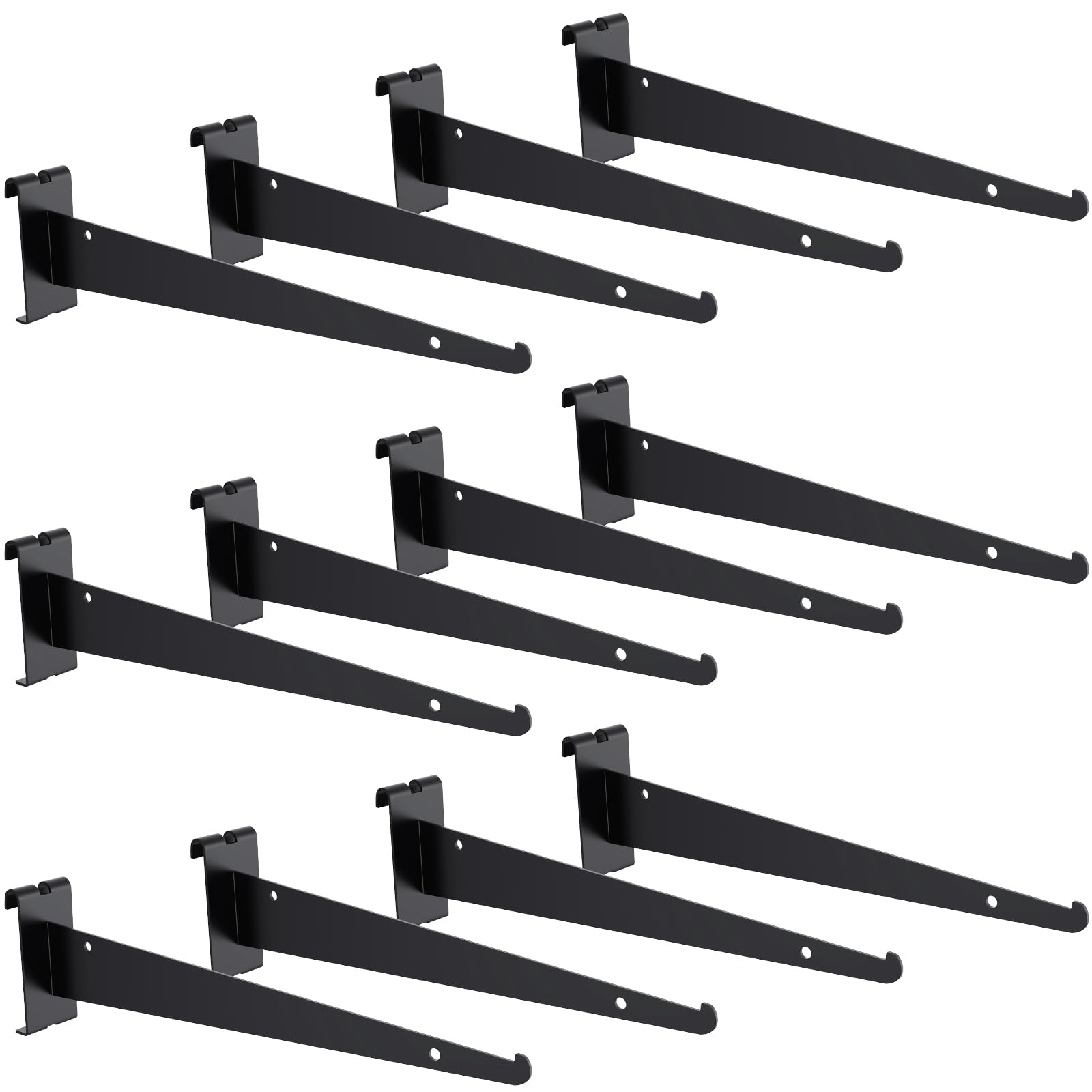 10 Pieces 12" Gridwall Shelf Bracket Black Knife Shelf Brackets for Grid Wall Shelf Bracket with Lip Heavy Duty Shelf Gridwall Accessories for All 3" Grid Panels (12 Inch, 10)