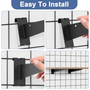 10 Pieces 12" Gridwall Shelf Bracket Black Knife Shelf Brackets for Grid Wall Shelf Bracket with Lip Heavy Duty Shelf Gridwall Accessories for All 3" Grid Panels (12 Inch, 10)