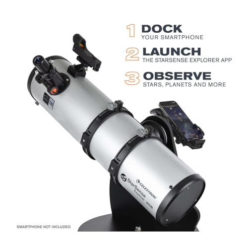 Celestron Starsense Explorer 130 mm Dobsonian Telescope - Smartphone App-Enabled Tabletop Scope for Adults, Beginners and Astronomy Enthusiasts Bundle with All-Metal Height-Adjustable Tripod (2 Items)