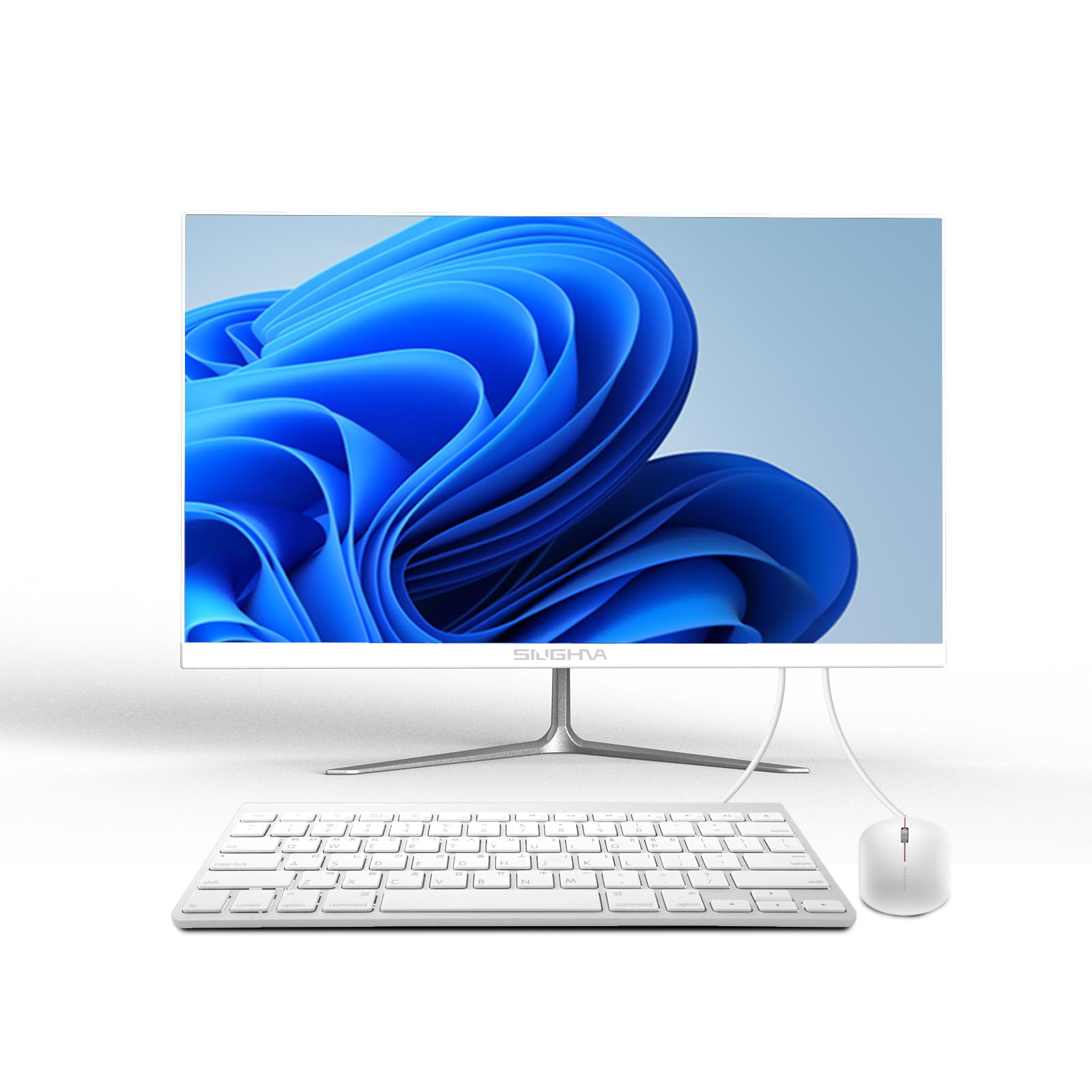 All-in-One Desktop Computer 24" FHD, N5095 8GB RAM, 512GB SSD, Intel Quad-Core, Wired Keyboard & Mouse, RGB Speaker, White (N5095/8G/512G)