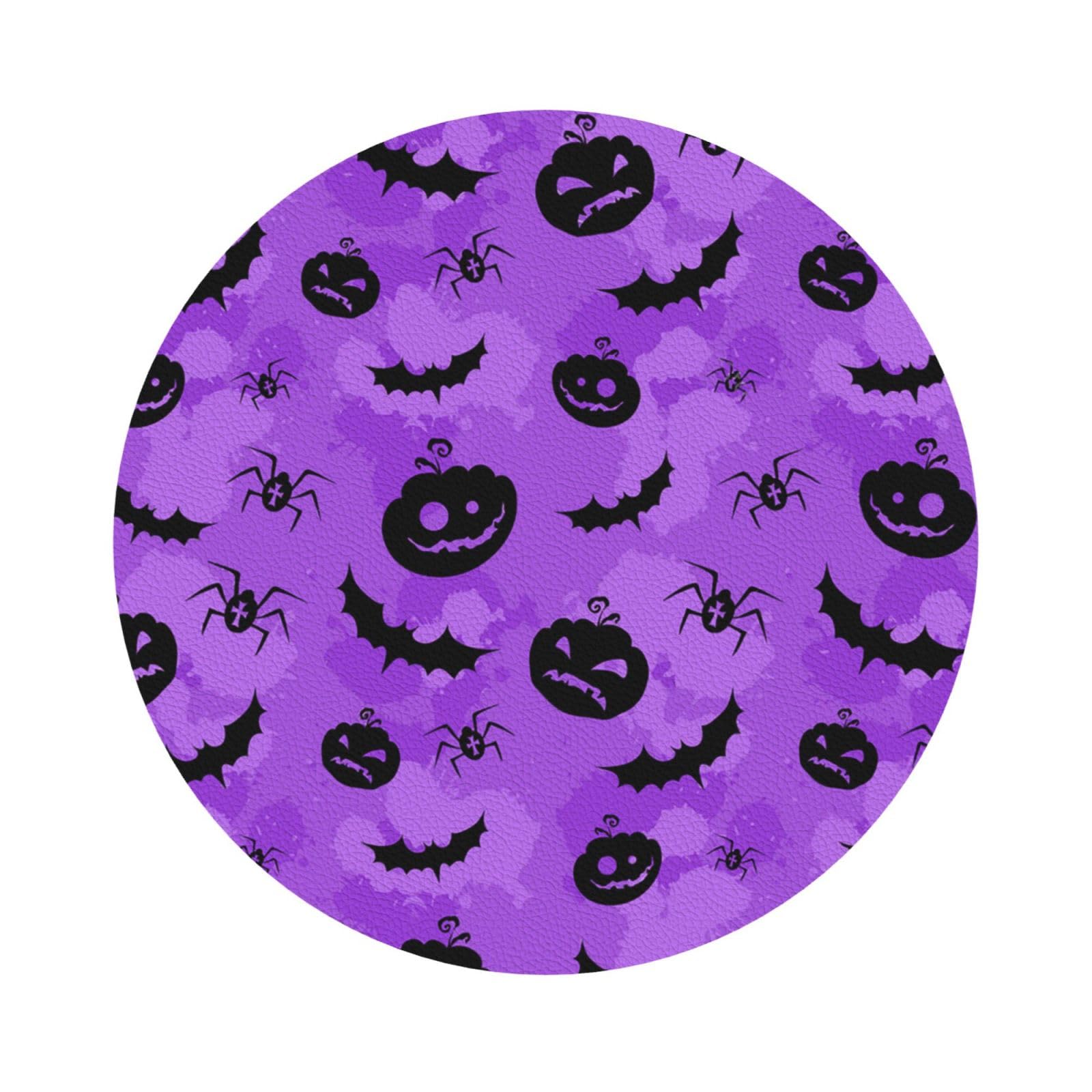 Halloween Pumkin Bat Spider Coasters for Drinks Set of 6, Absorbent PU Leather Coaster for Coffee Table, Home Decor, Housewarming Gift for Women