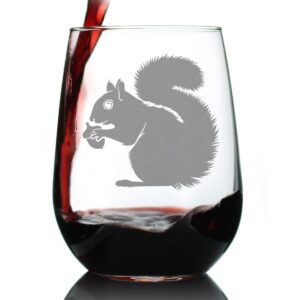 squirrel stemless wine glass - squirrel gifts and decor with squirrels - large 17 oz glasses