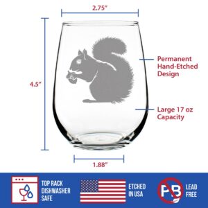 Squirrel Stemless Wine Glass - Squirrel Gifts and Decor with Squirrels - Large 17 Oz Glasses