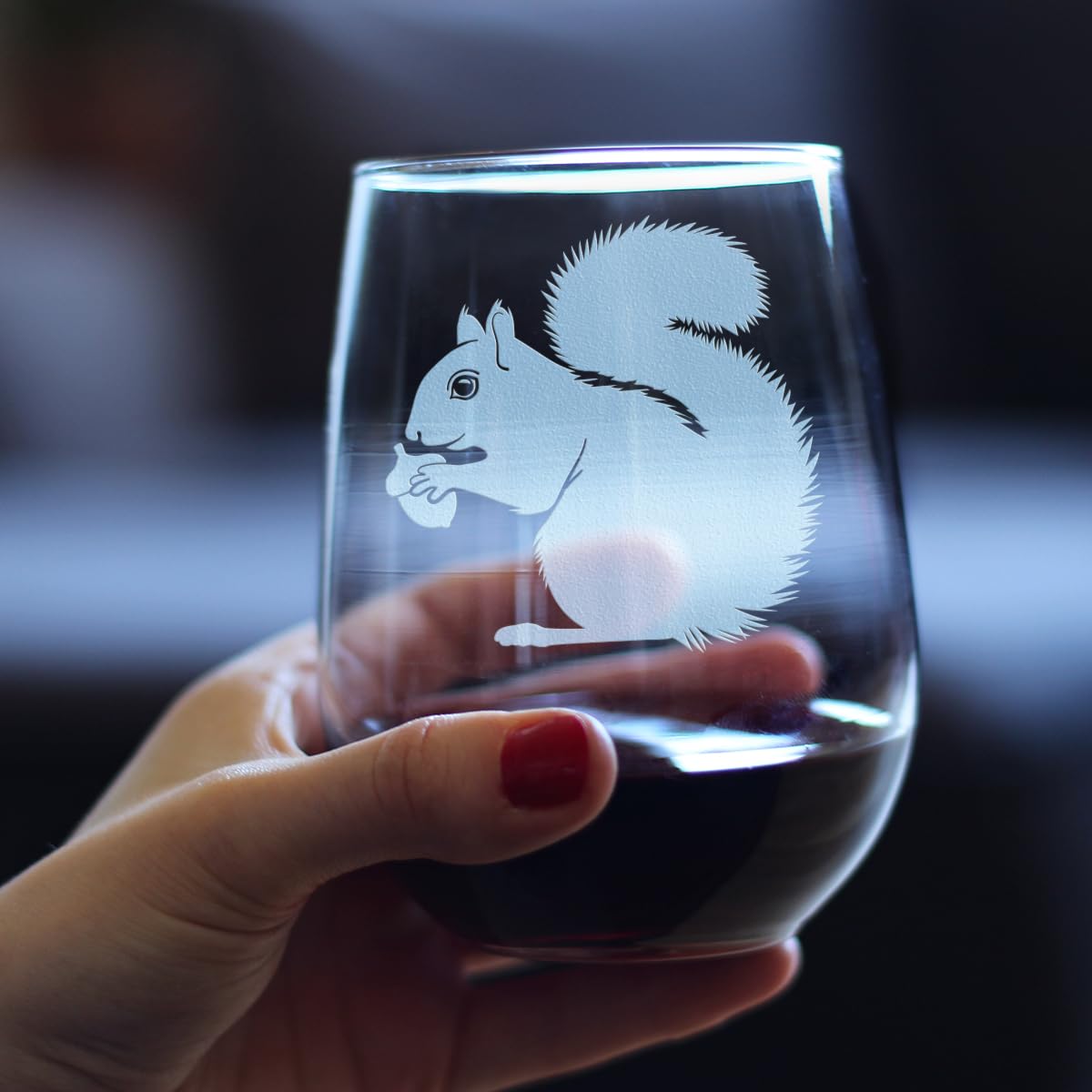 Squirrel Stemless Wine Glass - Squirrel Gifts and Decor with Squirrels - Large 17 Oz Glasses