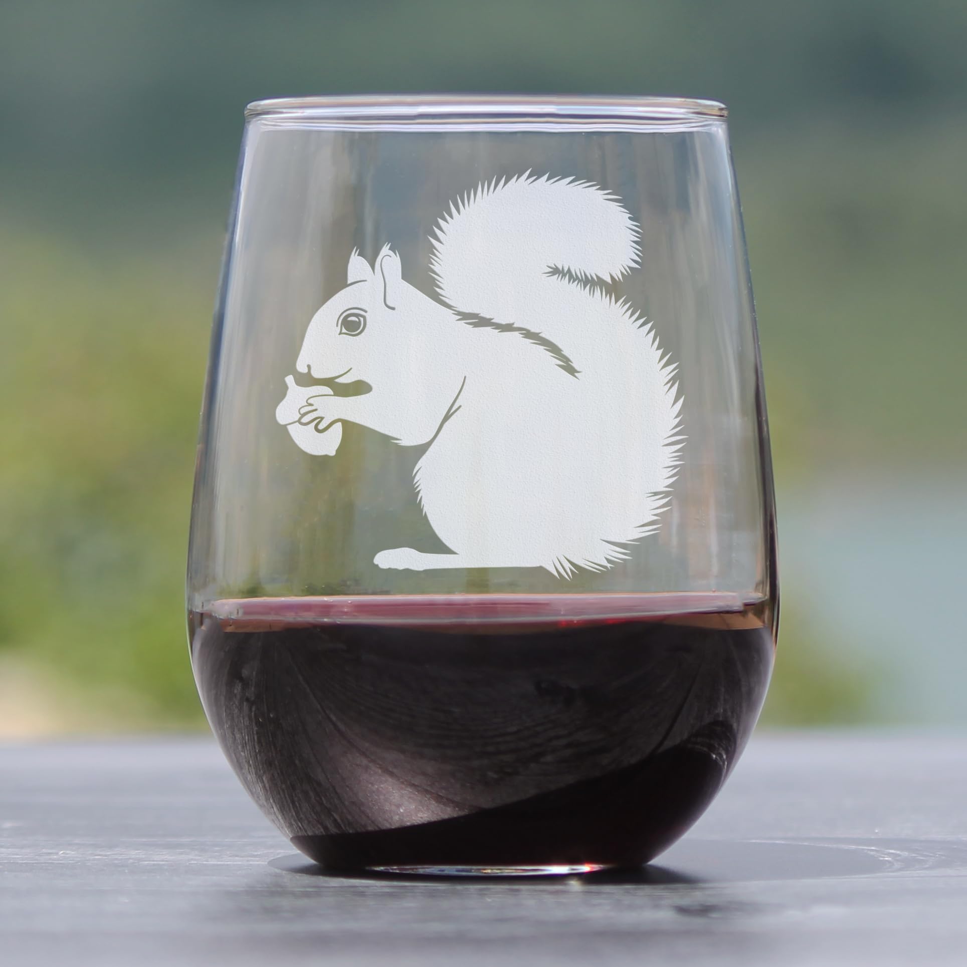 Squirrel Stemless Wine Glass - Squirrel Gifts and Decor with Squirrels - Large 17 Oz Glasses