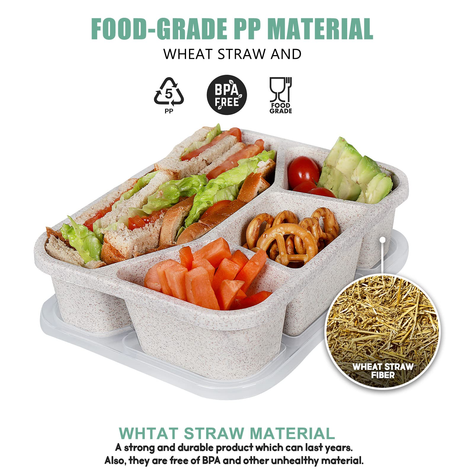 shopwithgreen 3 Pack Salad Food Storage Container + 8 Pack Bento Lunch Box, Food Prep Storage Containers with Lids, Reusable Microwave and Dishwasher Safe for School Work Travel Camp, BPA Free…