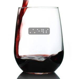 braille cheers stemless wine glass - fun braille gifts for braille teachers and visually impaired or blind braille readers - large 17 oz glasses