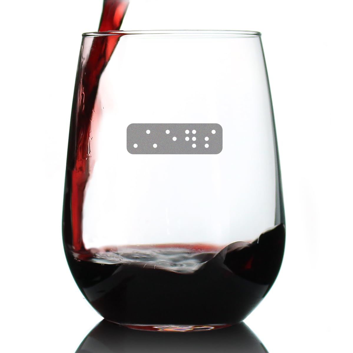 Braille Cheers Stemless Wine Glass - Fun Braille Gifts for Braille Teachers and Visually Impaired or Blind Braille Readers - Large 17 Oz Glasses