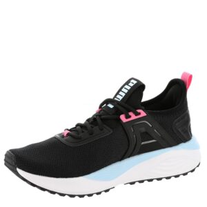 puma women's pacer 23 sneaker, black-silver sky-strawberry burst, 8.5