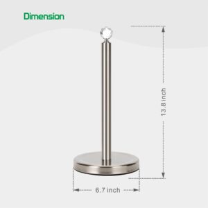 Paper Towel Holder Stand with Sturdy Base, Elegant Crystal Knob, Free Standing Paper Towel Holder Countertop One-Handed Ripping Paper Off