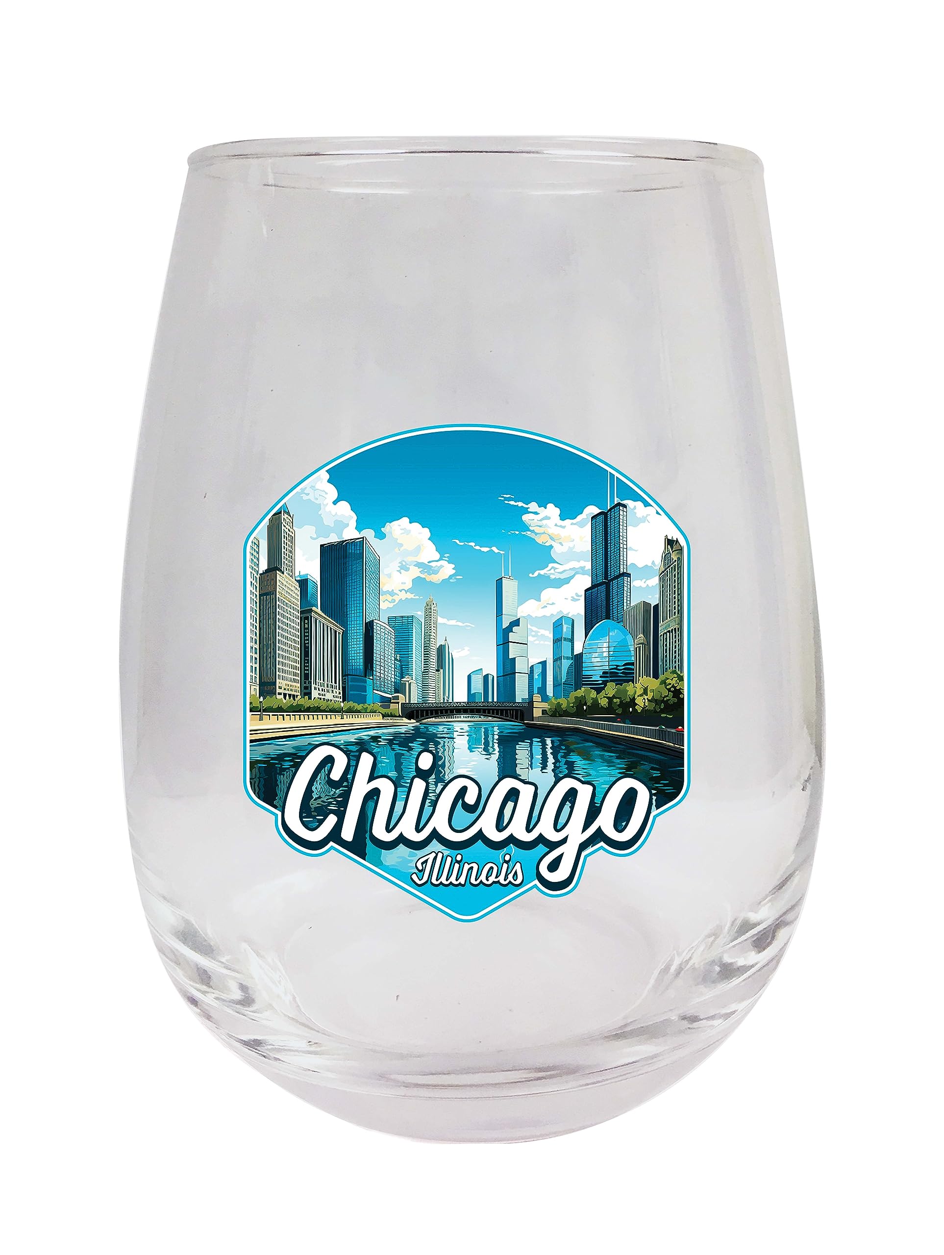 R and R Imports Chicago Illinois A Souvenir 15 oz Wine Glass 2-Pack