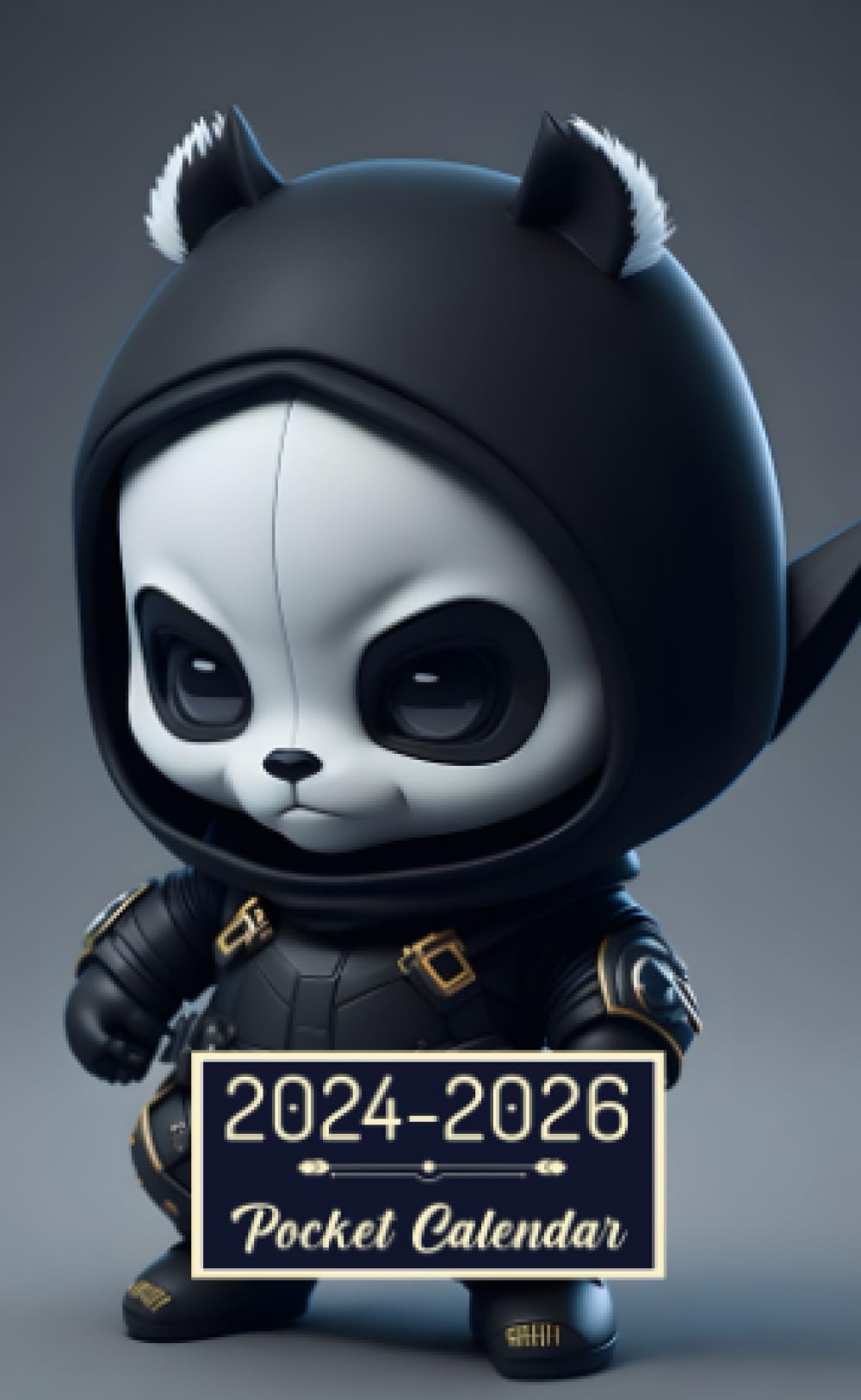 Pocket Calendar 2024-2026: Two-Year Monthly Planner for Purse , 36 Months from January 2024 to December 2026 | Chibi art | Futuristic Panda Miniature Ninja