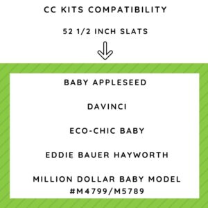 CC KITS Set of Eight (8) 52 1/2 Inch Full/Double Size Solid Wood Support Bed Slats｜Use Crib Conversion Kits｜Platform Frame for Mattress｜Bunkie Board, Box Spring or Foundation Replacement Option