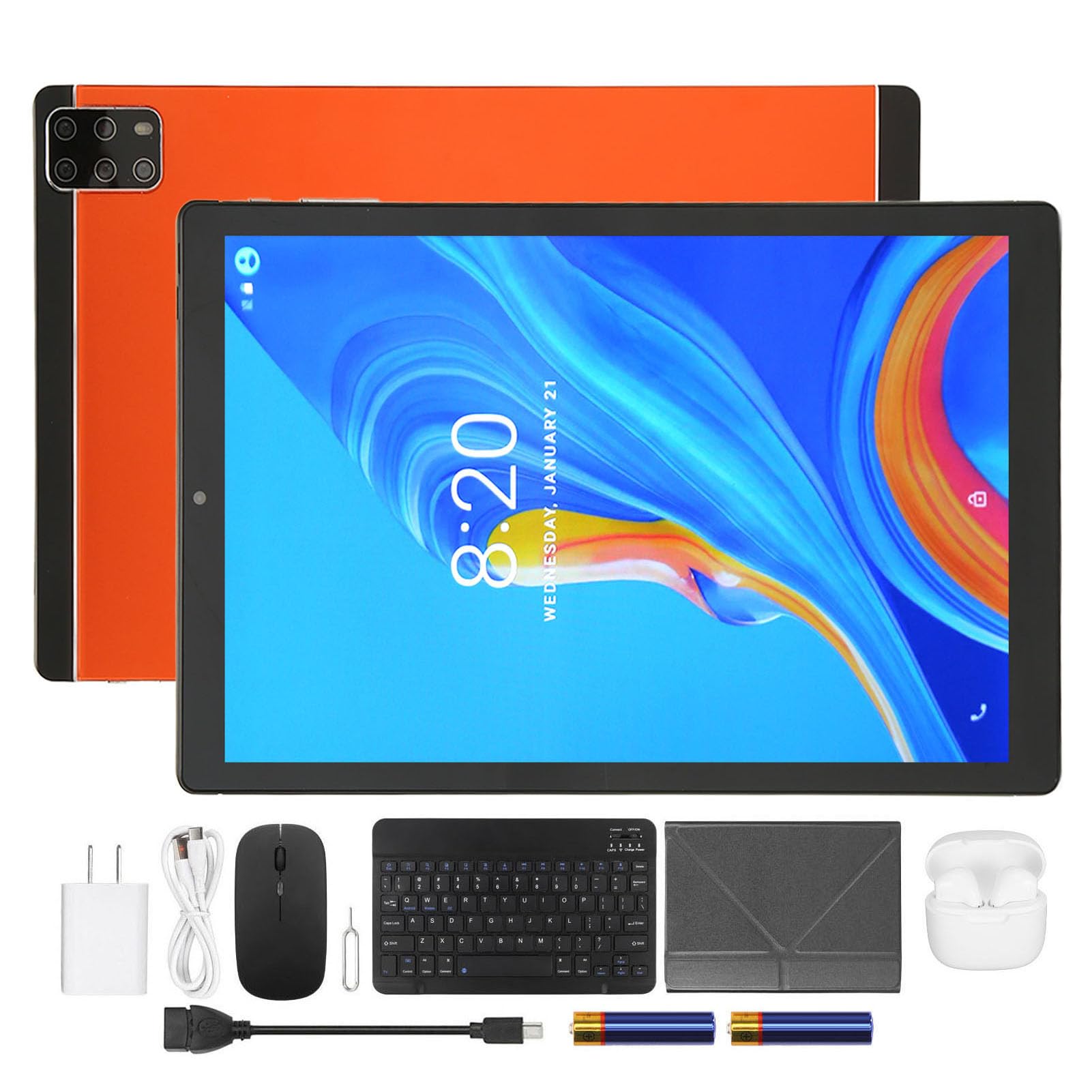 Haofy 10.1 Inch Tablet, 100‑240V 2 in 1 Tablet MT6735 Deca Core 8800mAh Dual Speakers for Work for Android 12 (US Plug)