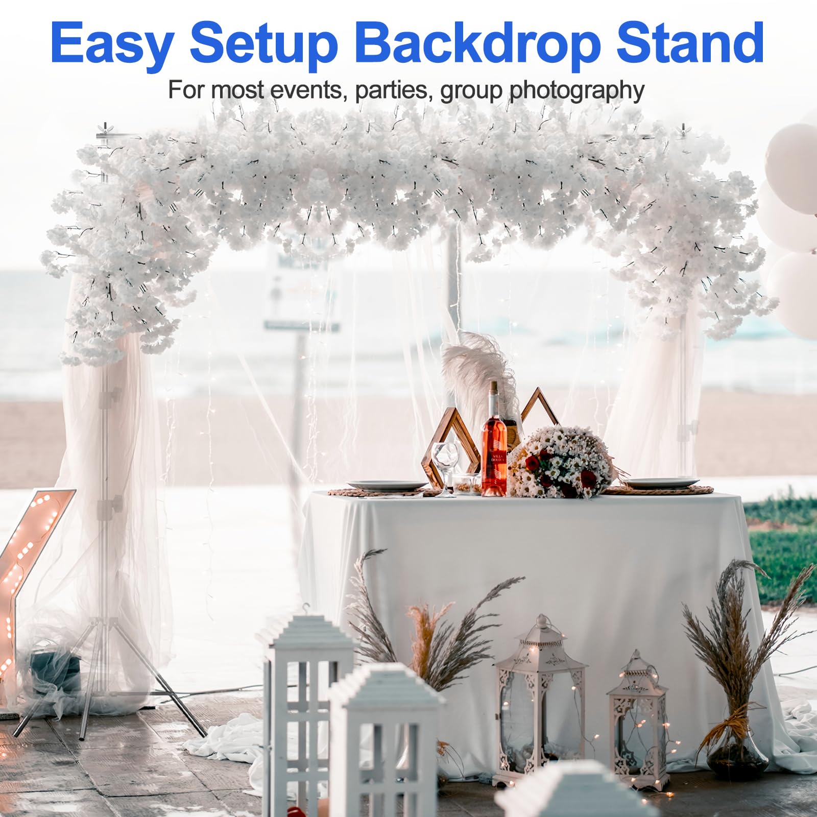 EMART Backdrop Stand,10x8ft Adjustable Photo Background Stand for Parties Photography, Back Drop Stand Banner Background Holder Support System Kit for Photoshoot Video Studio, Birthday