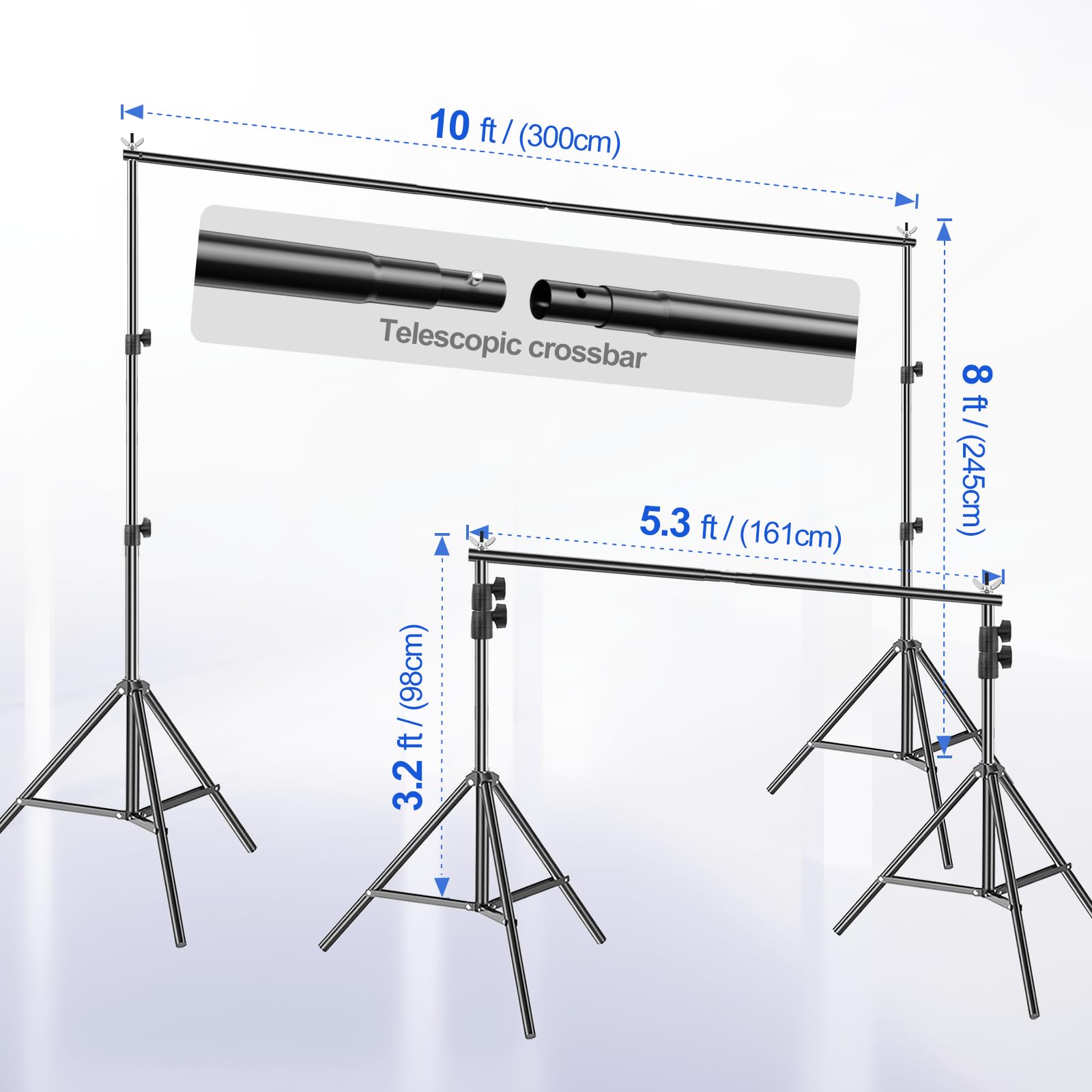 EMART Backdrop Stand,10x8ft Adjustable Photo Background Stand for Parties Photography, Back Drop Stand Banner Background Holder Support System Kit for Photoshoot Video Studio, Birthday