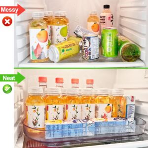 Lazy Susan Fridge Turntable Organizer for Refrigerator, 360°Rotating Fridge Organizer and Storage with Non-Slip Base and Raised Edge for Cabinet, Countertop, Table Top, Kitchen, Pantry