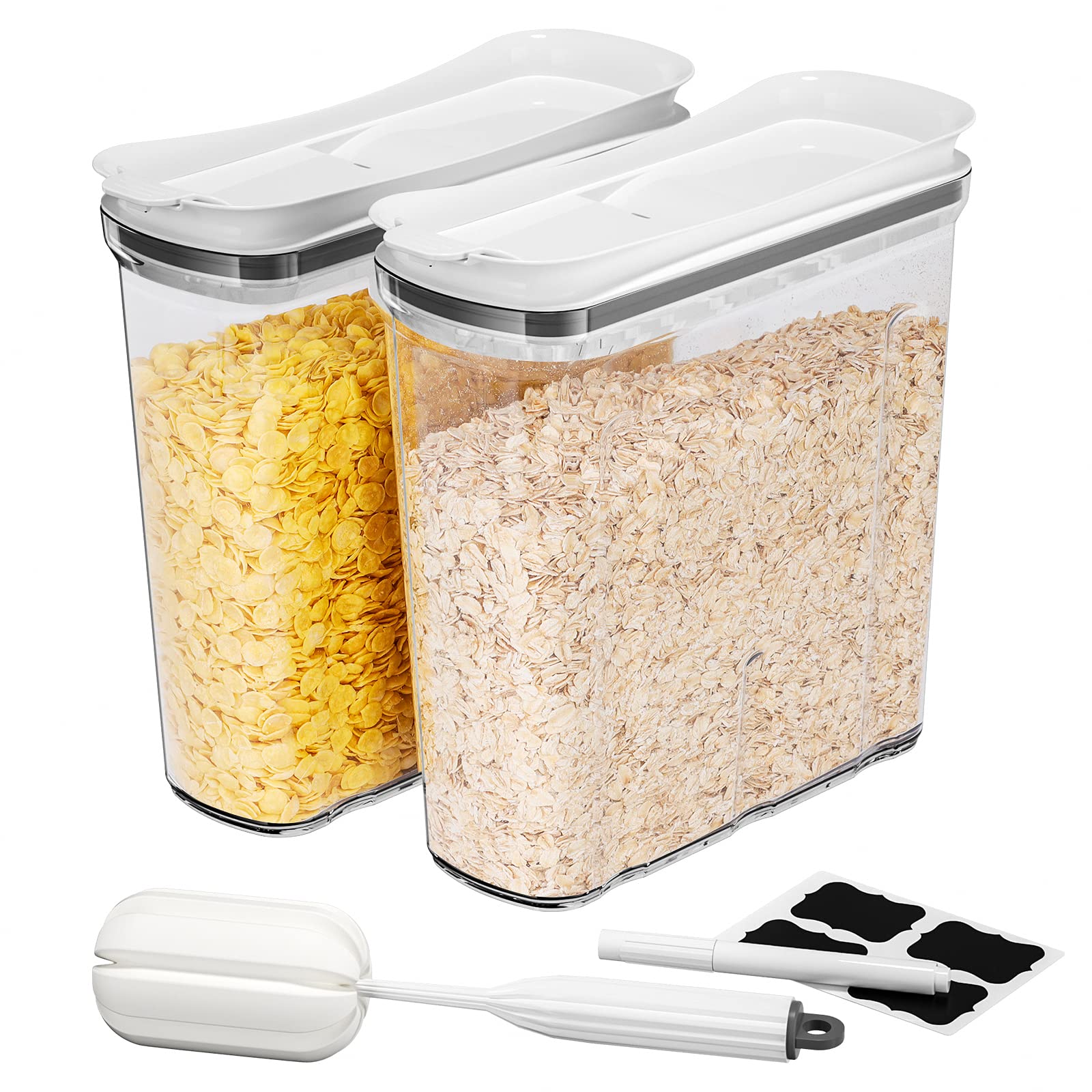 LeonDia 2 Packs Cereal Containers Storage, Airtight Food Storage Containers with Lid, BPA-Free Pantry Organizers and Storage for Cereal Flour Sugar Rice, Cereal Dispenser with 4L/135.2oz