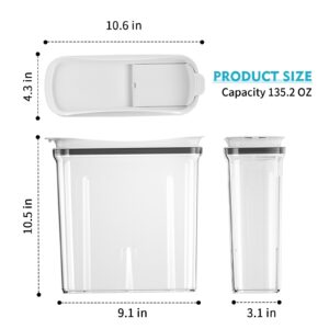 LeonDia 2 Packs Cereal Containers Storage, Airtight Food Storage Containers with Lid, BPA-Free Pantry Organizers and Storage for Cereal Flour Sugar Rice, Cereal Dispenser with 4L/135.2oz