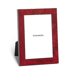 5" x 7" Red 1" Burlwood Wood Picture Frame - 100% Natural Wood & High Definition Glass, Used Vertically or Horizontally for Tabletop Display Contemporary Style Frame