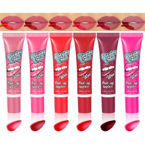 ybuete 6 colors peel off lip stain lip tint, peel reveal lip stain, waterproof long-lasting tear-off lip gloss, peel off tattoo lipsticks, nonstick cup lip gloss, matte nude lip stain, tattoo magic color lip set for women girl