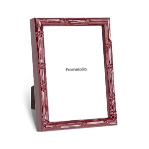 8" x 10" Shimmering Red Moffit Narrow Width Table Top Frame - 100% Natural Wood & High Definition Glass, Used Vertically or Horizontally for Tabletop Display Contemporary Style Frame